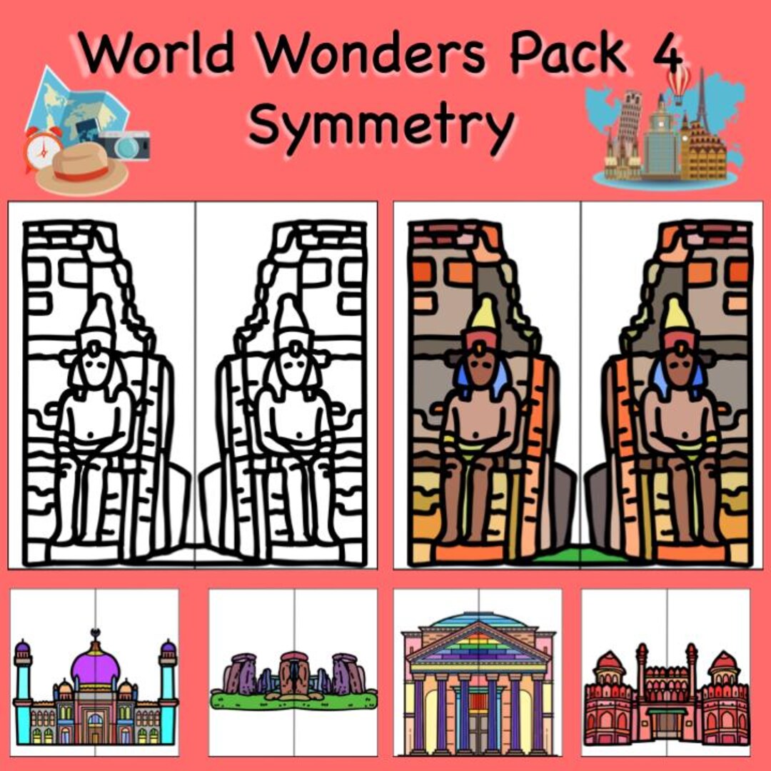 Interactive World Wonders Pack 4 Lines of Symmetry Drawing Activity ...