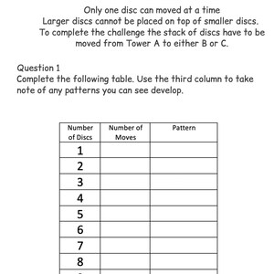 Series and Sequences - Tower of Hanoi - Math Project/ Summer Math ...
