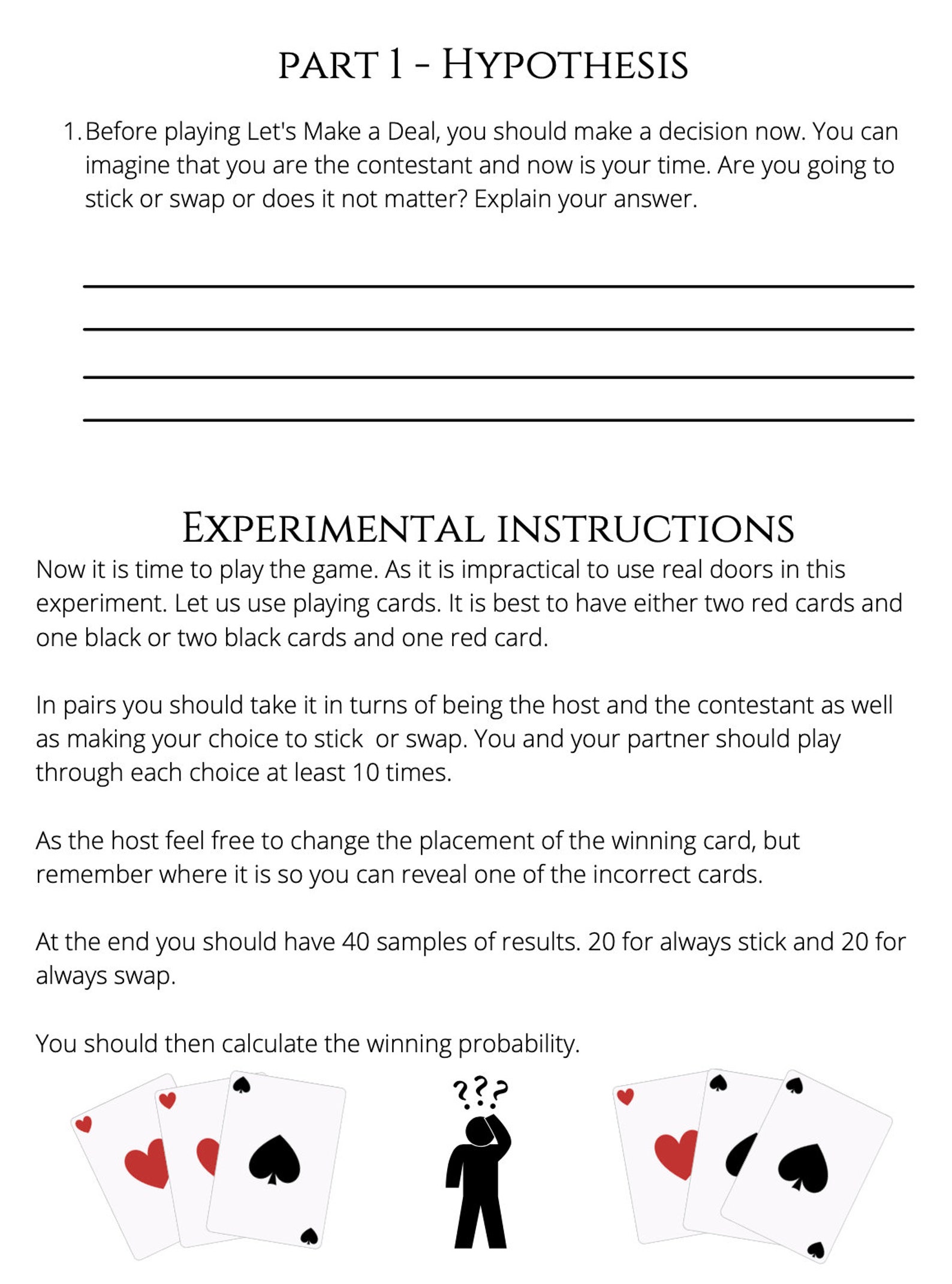 Probability Activity: the Monty Hall Problem/ Let's Make a Deal - Fun ...