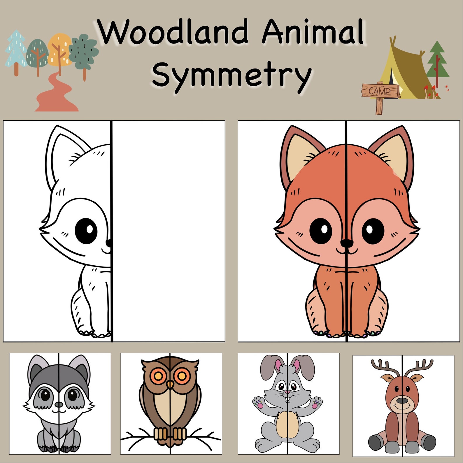 Interactive Symmetry Drawing Activity: Explore Woodland Animals ...
