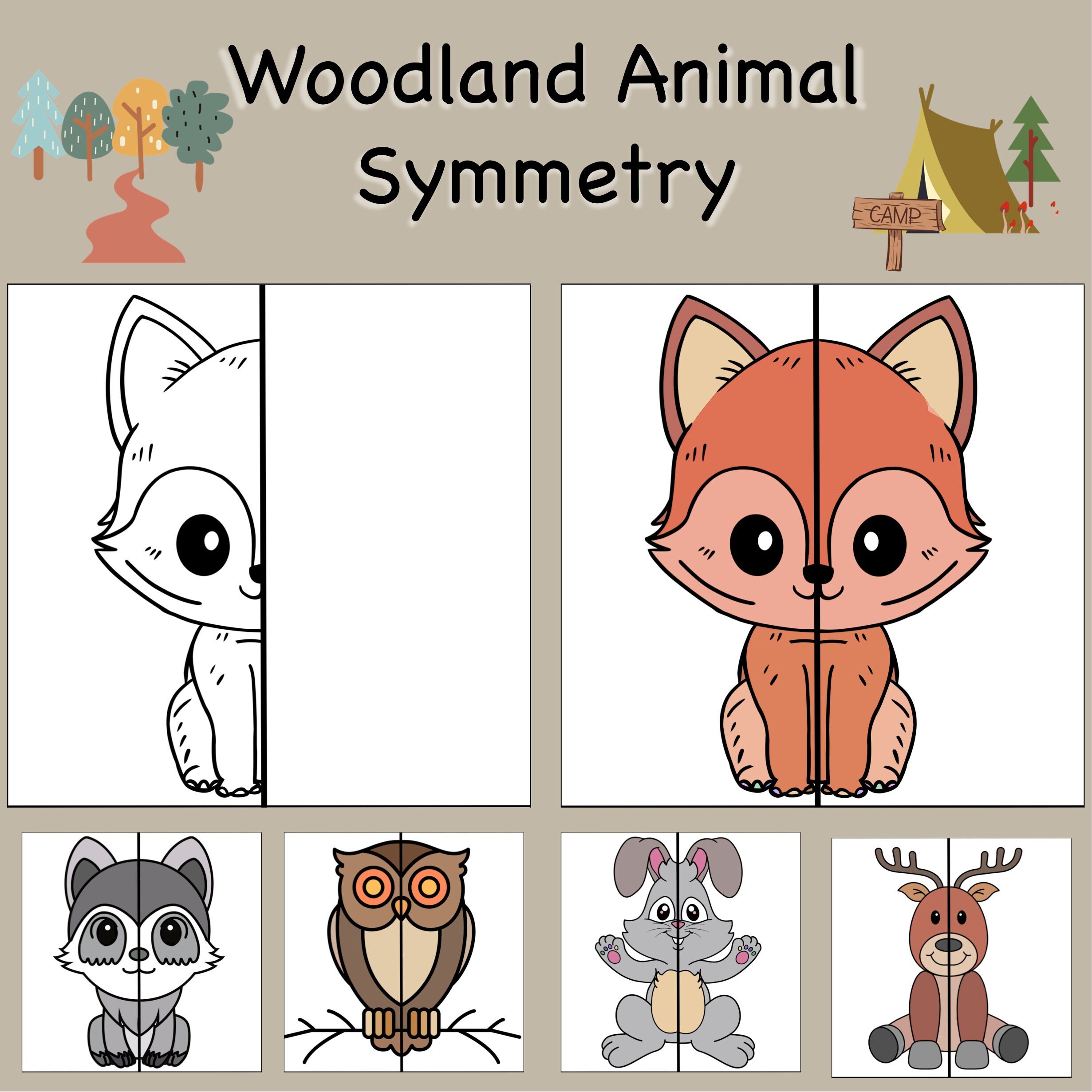 Interactive Symmetry Drawing Activity: Explore Woodland Animals ...