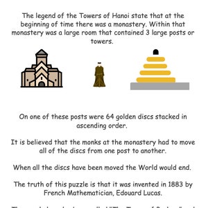 Series and Sequences - Tower of Hanoi - Math Project/ Summer Math ...