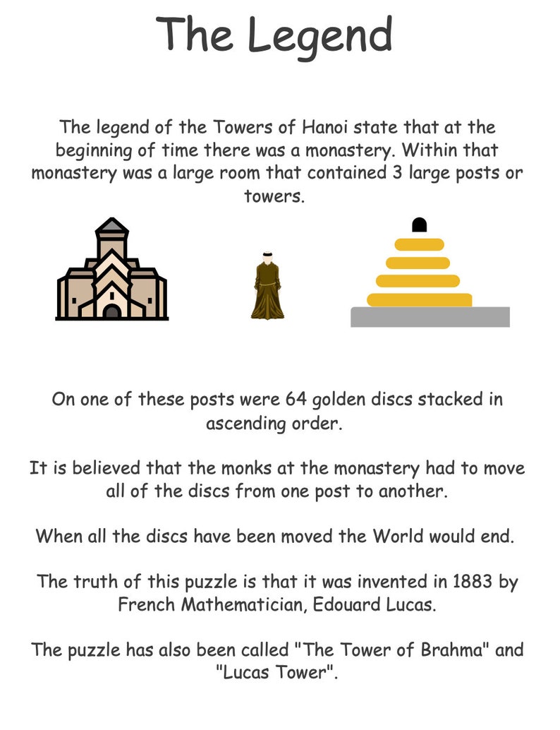 Series and Sequences - Tower of Hanoi - Math Project/ Summer Math ...