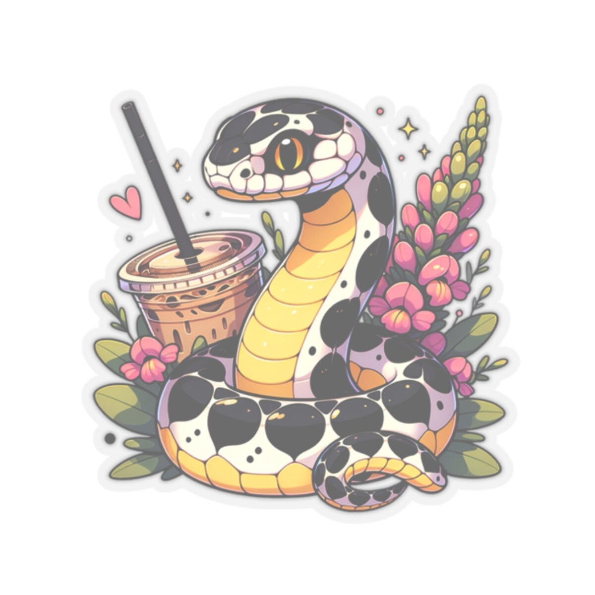 Snakes Coffee Snap Dragons, Kiss-cut Stickers, Cute & Fun, Animal ...