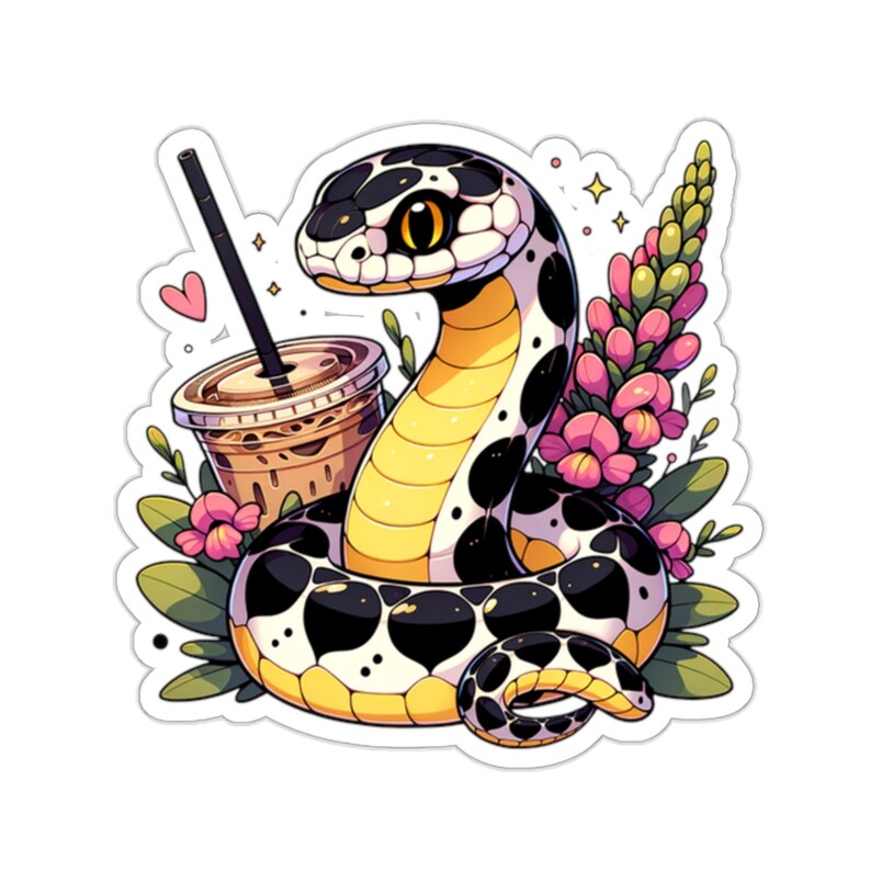 Snakes Coffee Snap Dragons, Kiss-cut Stickers, Cute & Fun, Animal ...