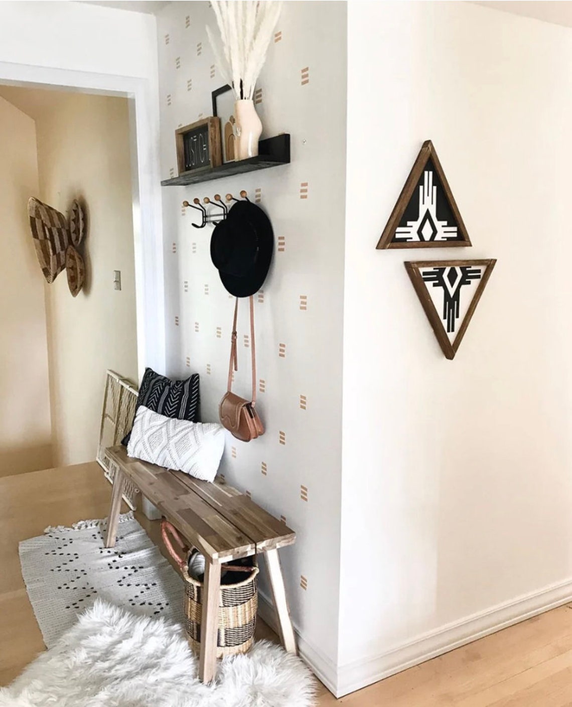 TRI SIGN (blk)| Triangle Wood Sign | Triangle Wall Art | Aztec Wall Art ...