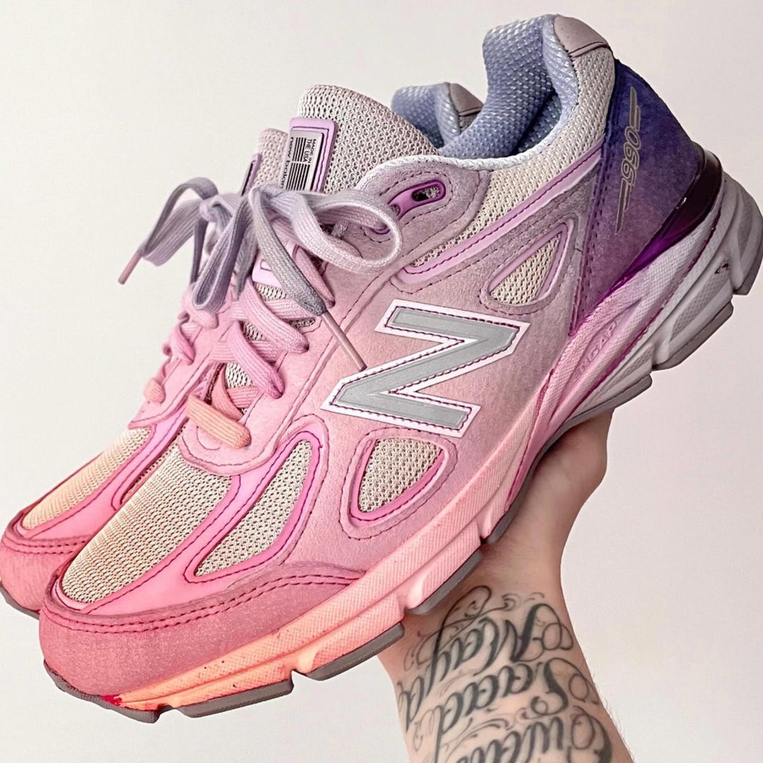 New Balance 990v4 Ombre Personalized Sneakers Wearable Art Dyed ...