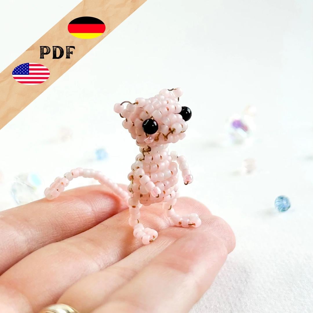 Beaded Pattern Mew, DIY Beaded Animal Cat, Fantasy Cat Instructions in ...