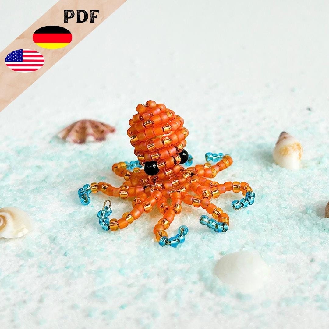 Oktopus Pdf Perlenmuster, Perlentiere Anleitung Deutsch, Tintenfisch, 3D Beaded Animal Pattern ...