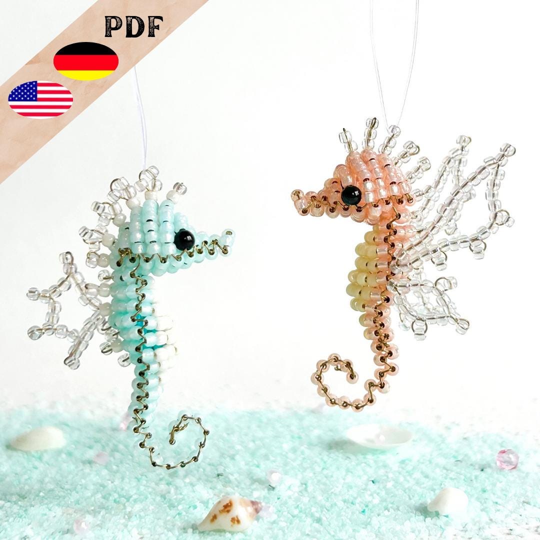 Seahorse Pdf Bead Pattern, Beaded Animals Instructions in German ...