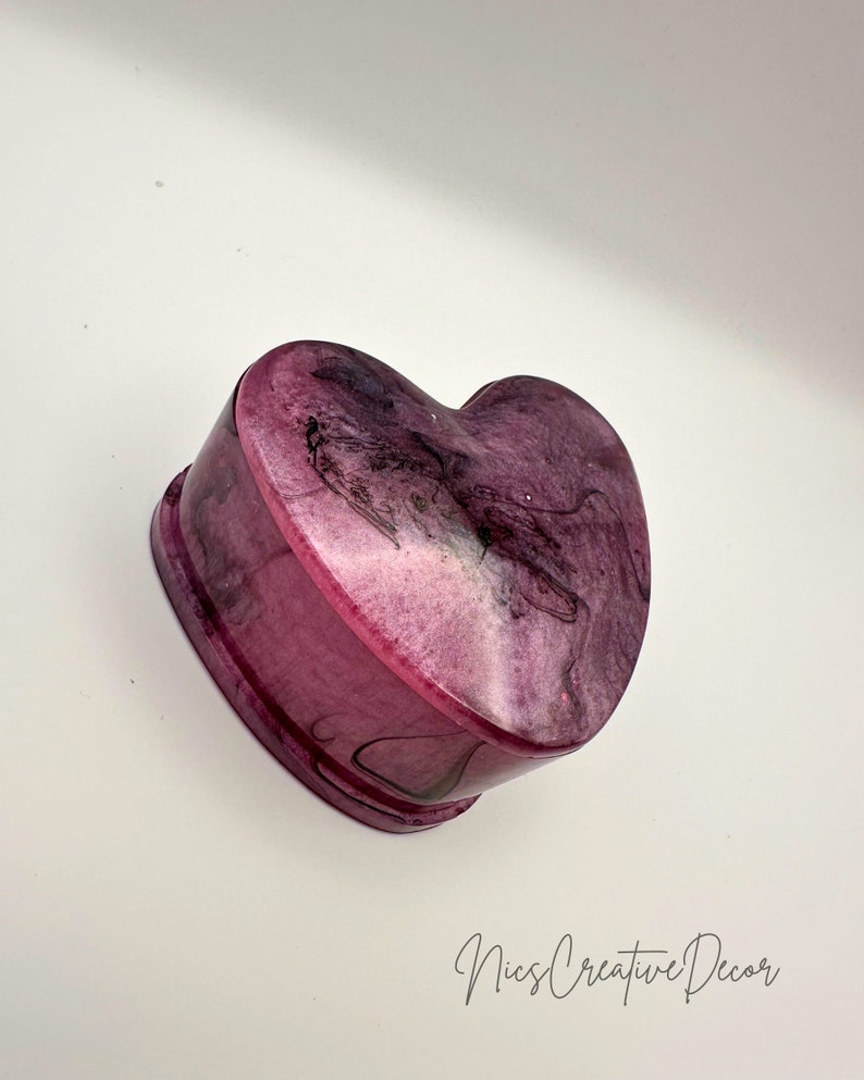 Small Jewelry Box, Heart Ring Box, Pink & Black Marbled Trinket Dish ...