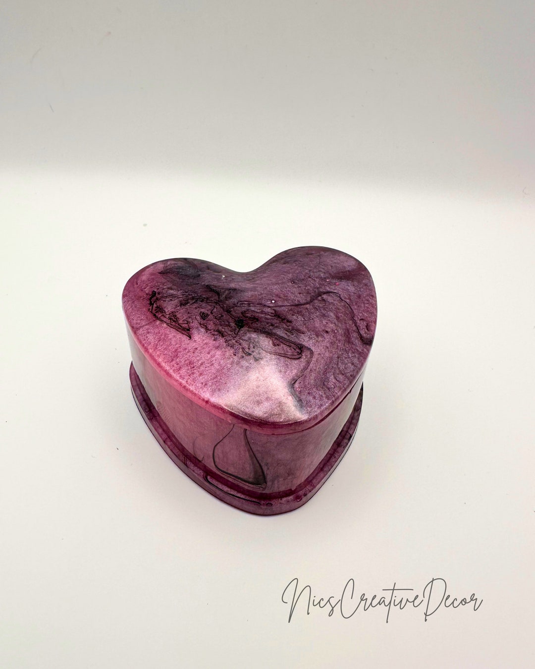 Small Jewelry Box, Heart Ring Box, Pink & Black Marbled Trinket Dish ...