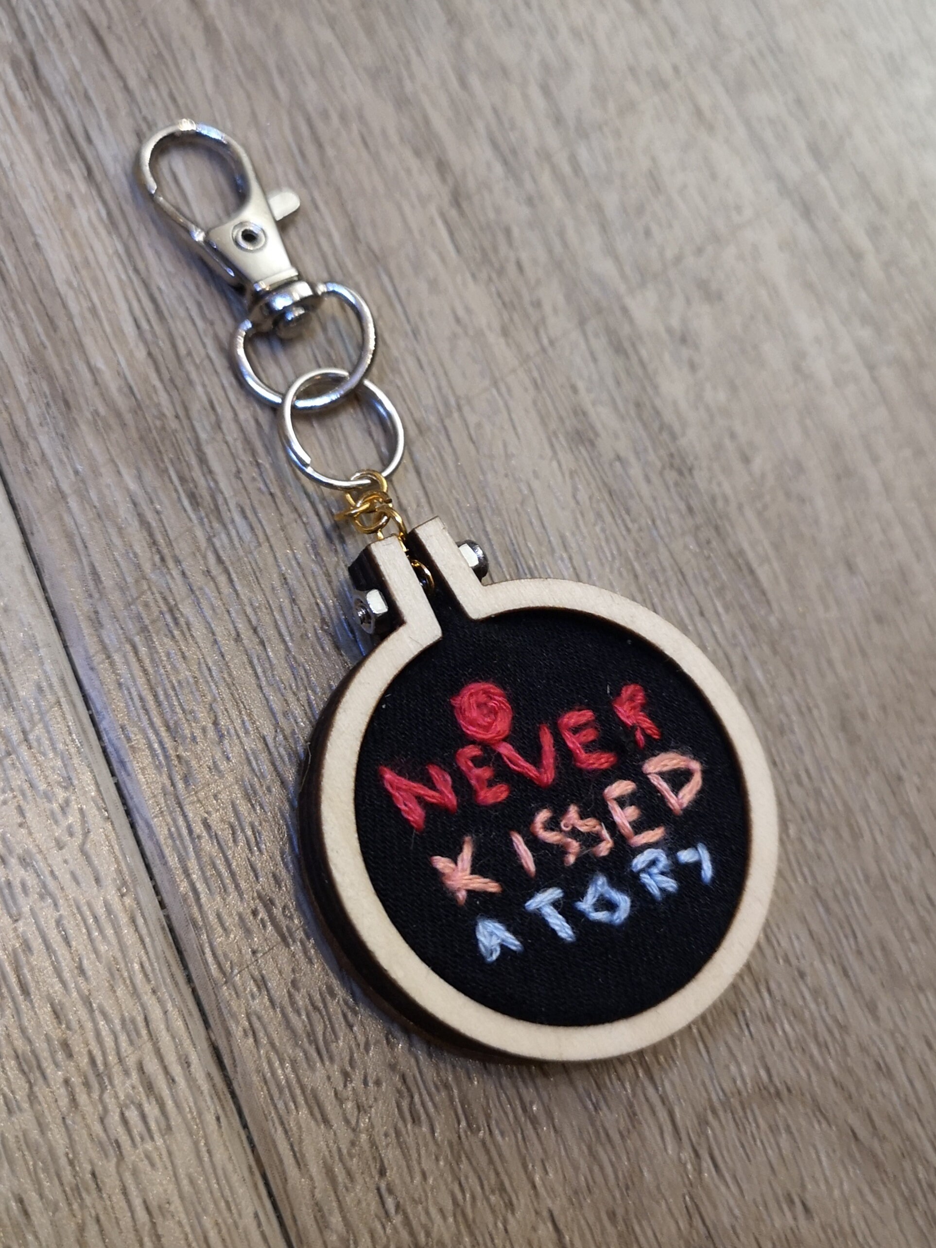 Hand Embroidered Pin Badges and Key Rings - Etsy