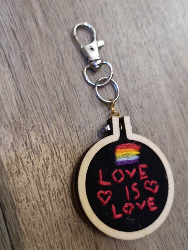 Hand Embroidered Pin Badges and Key Rings - Etsy