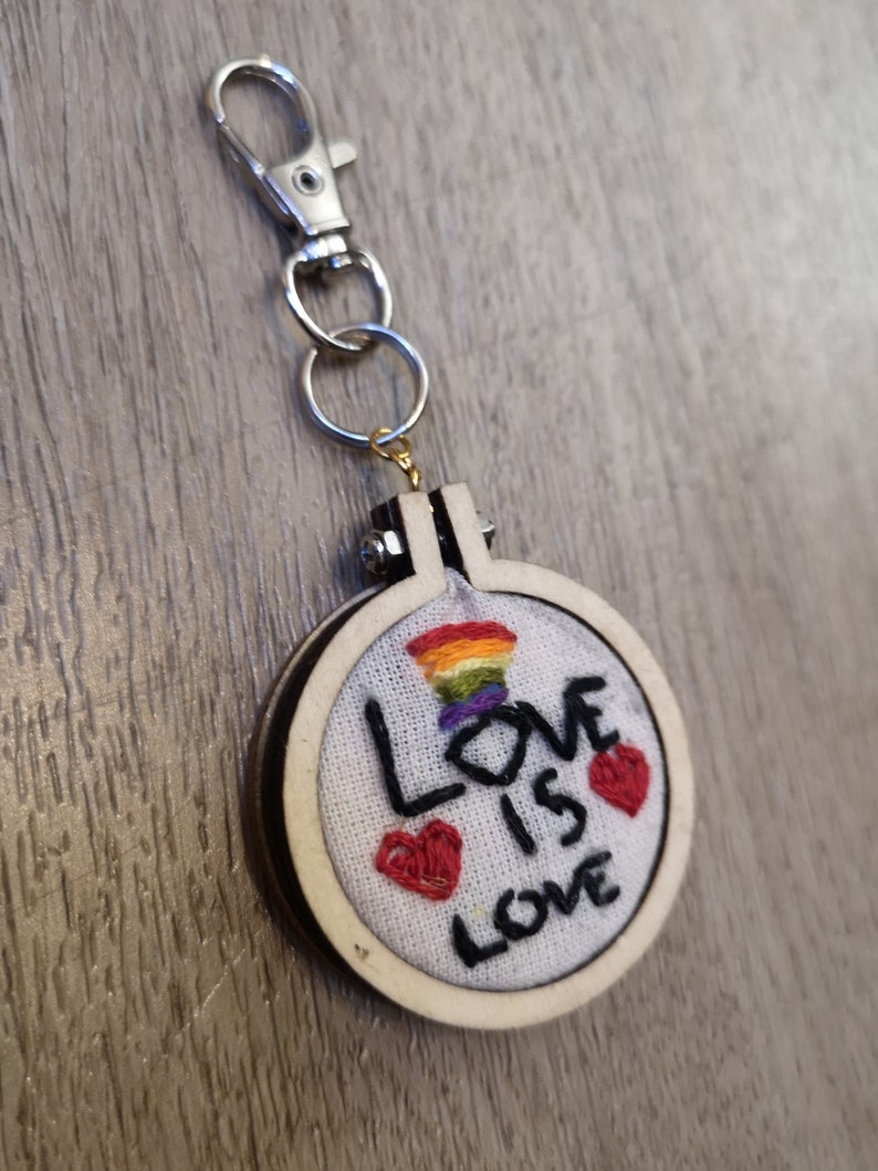 Hand Embroidered Pin Badges and Key Rings - Etsy