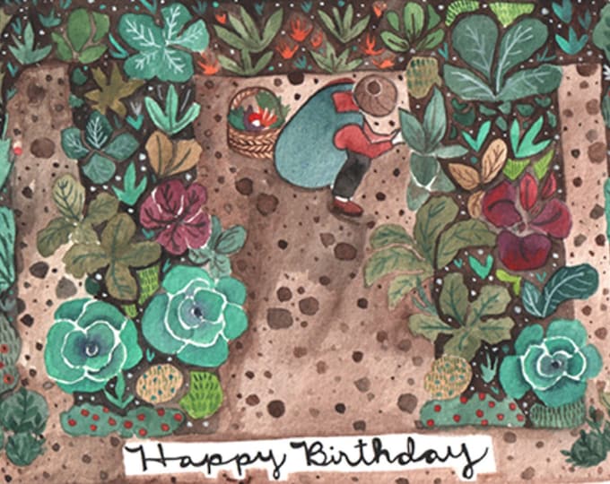 Birthday Garden Illustrated Blank Card - Etsy
