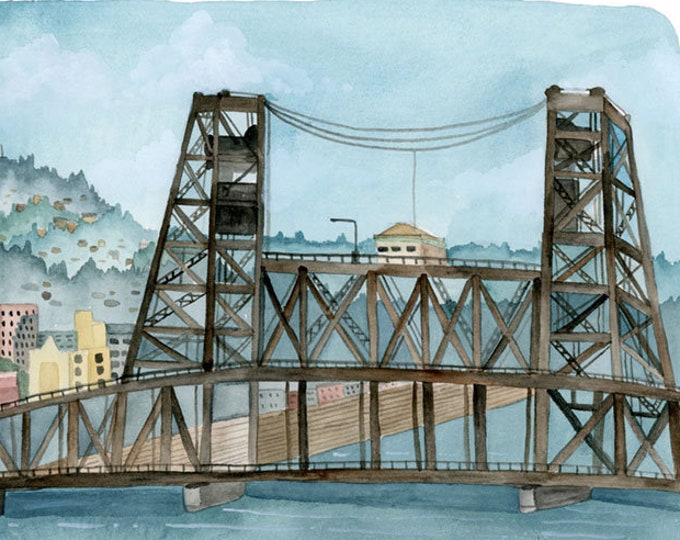 Portland Oregon Art Print - Steel Bridge - Etsy
