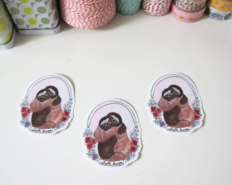 Sloth Vinyl Stickers Sloth Hugs - Etsy