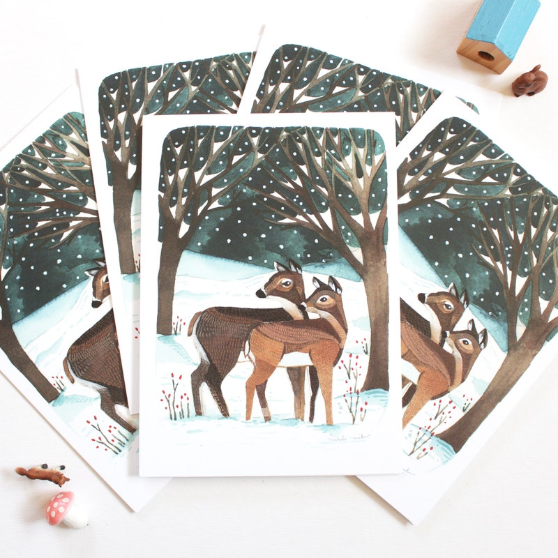 Deer Christmas Card - Etsy
