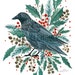 Crow Illustration Art Print - Holiday Crow - Etsy
