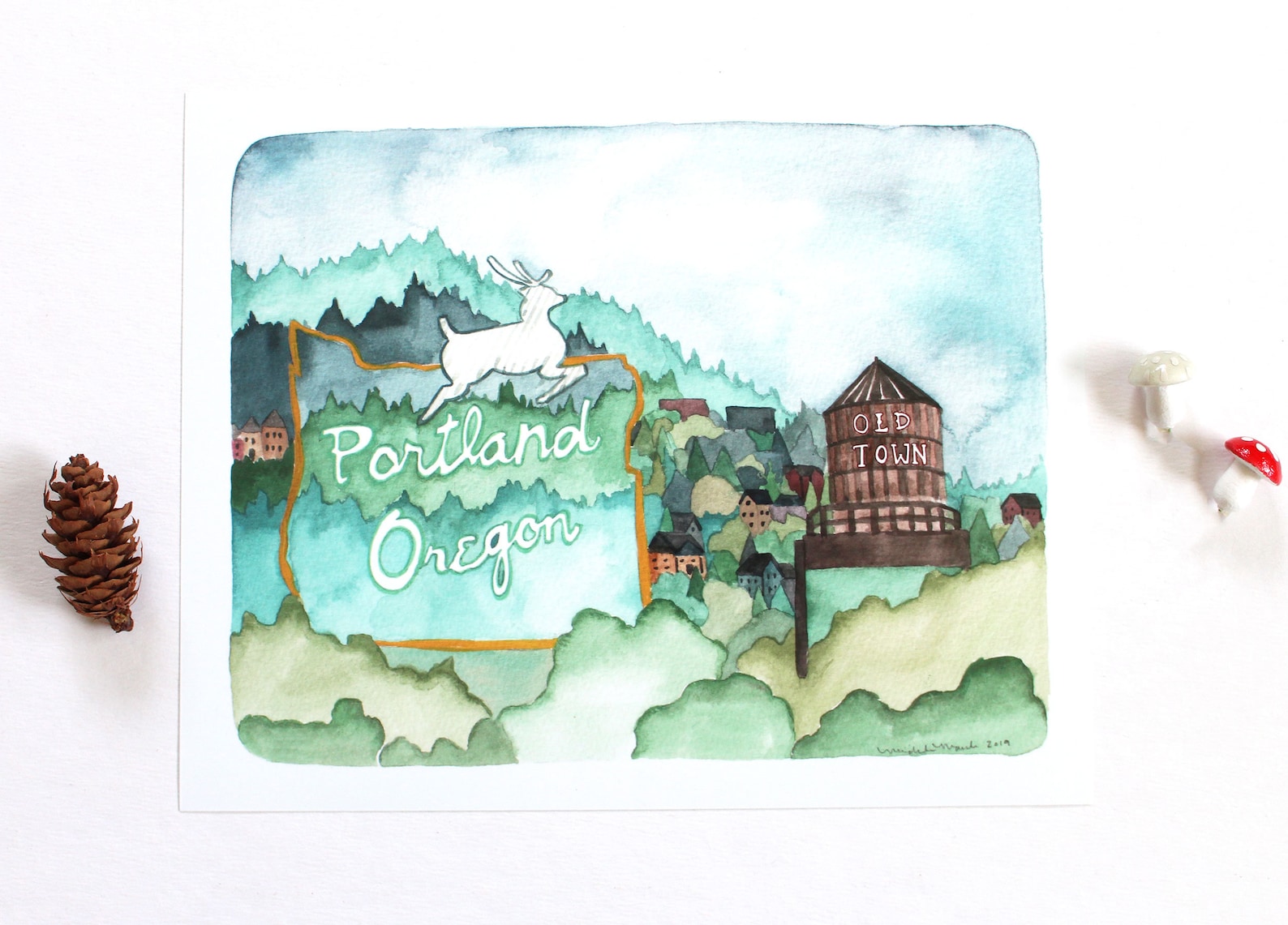 Portland Oregon Art Print Illustration Old Town Portland - Etsy