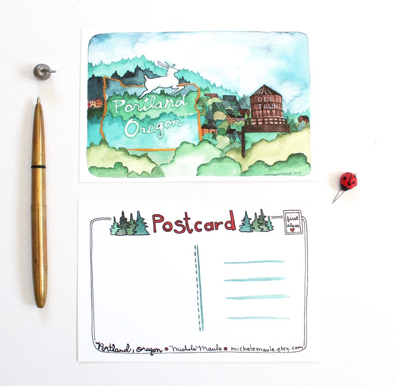 Set of Three Portland Oregon Postcards Old Town Portland - Etsy