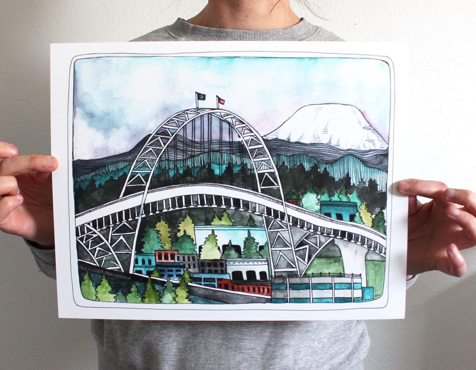 Art Portland Art Portland Bridge Art 405 Bridge | Etsy