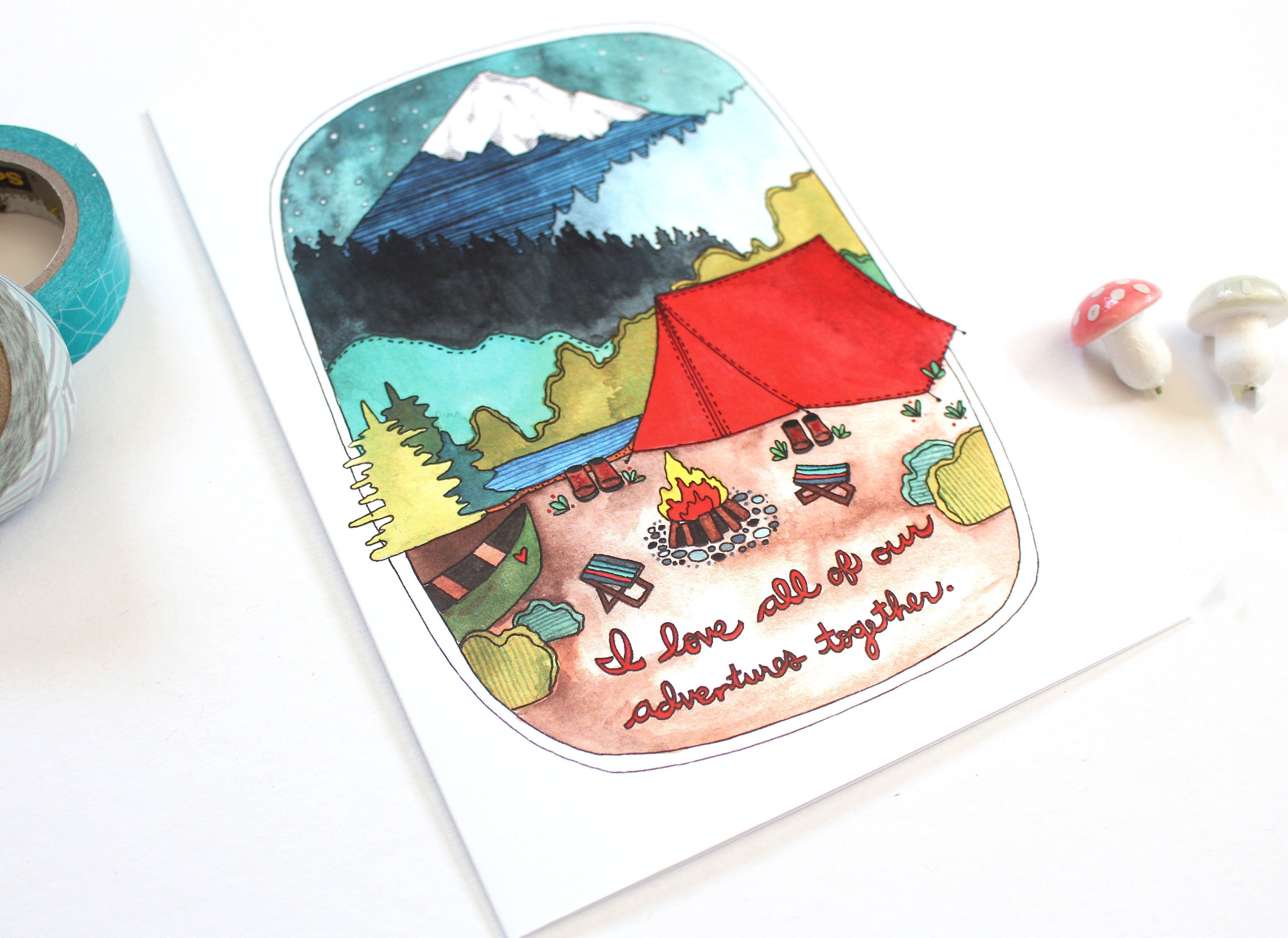 Valentine's Day Card Camping Love Greeting Card I Love | Etsy