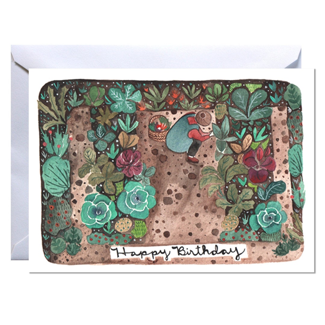 Birthday Garden Illustrated Blank Card - Etsy