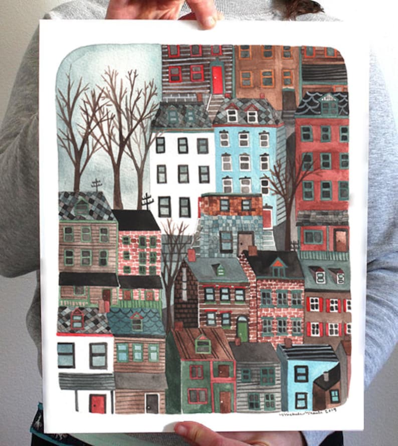 Pittsburgh Row Houses Illustrated 11x14 Large Print - Etsy