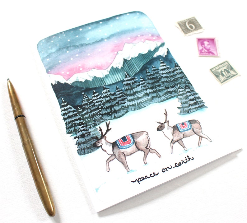 Blank Winter Scene Card - Peace on Earth - Etsy