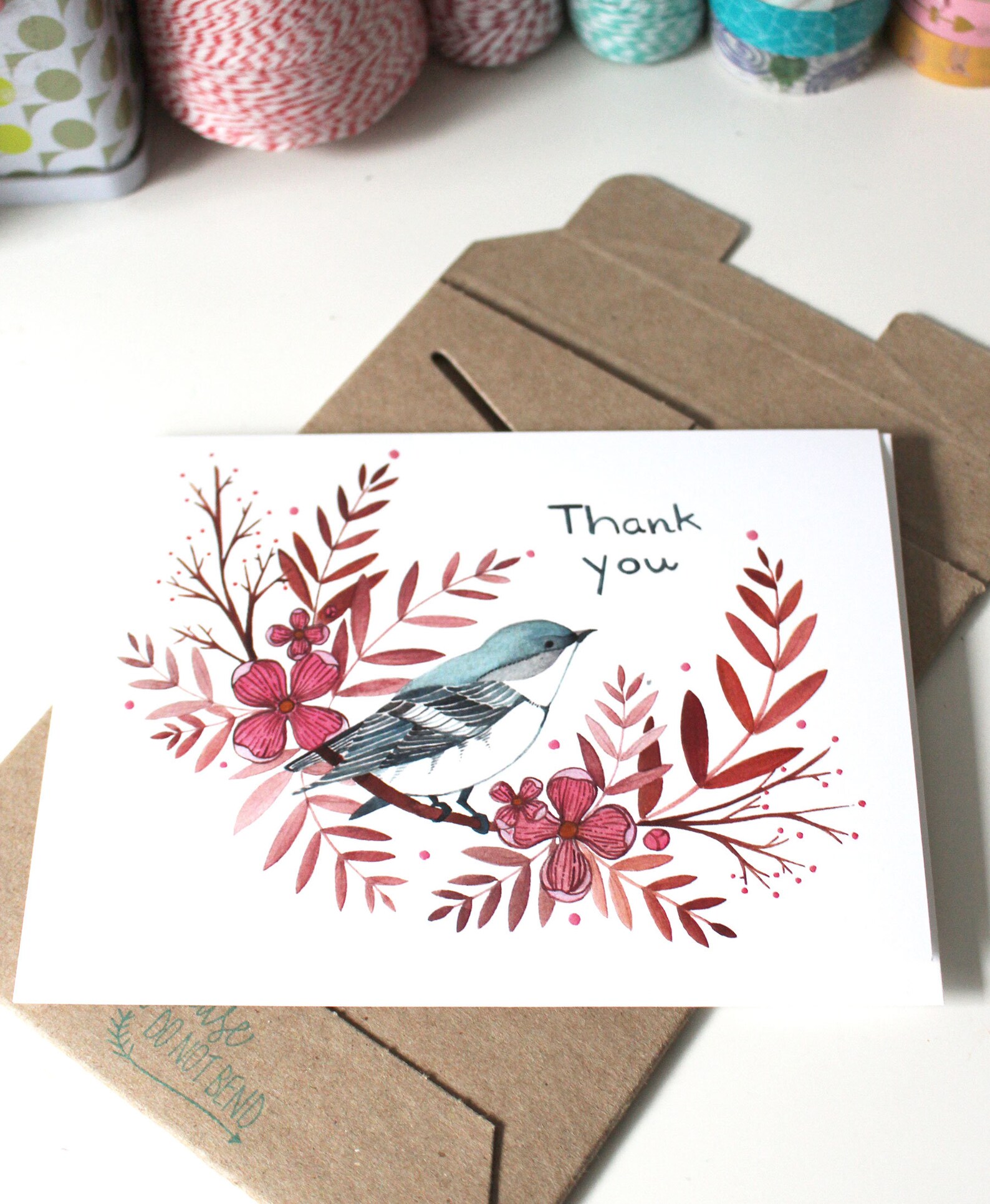 Blank Thank You Card Blue Bird Thank You | Etsy