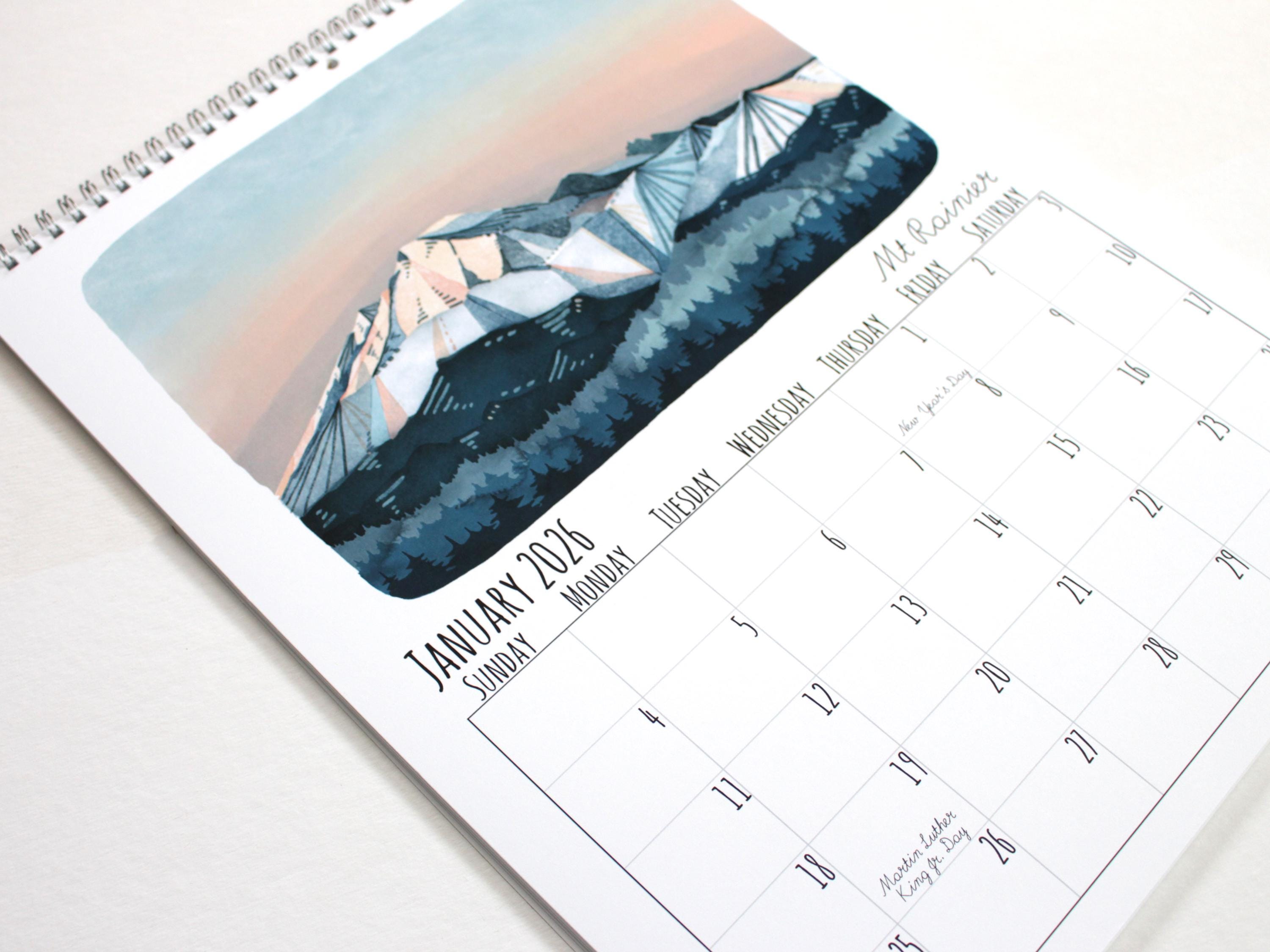 2026 Illustrated Washington State Wall Calendar - Etsy