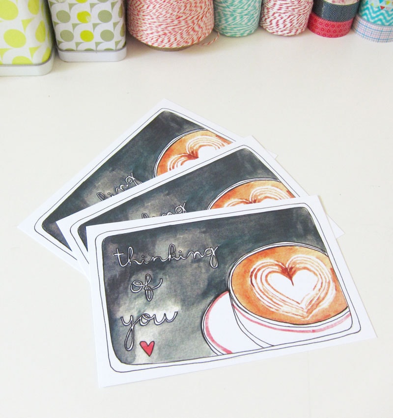 Thinking of You Set of Three Postcards - Etsy