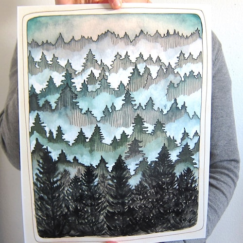 Large Forest Art Print Northwest Forest - Etsy