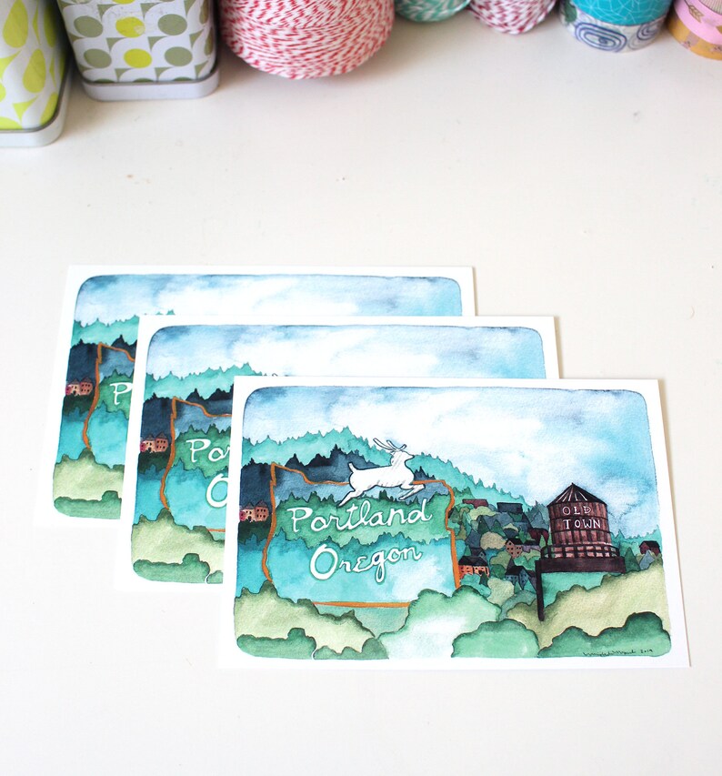 Set of Three Portland Oregon Postcards Old Town Portland - Etsy