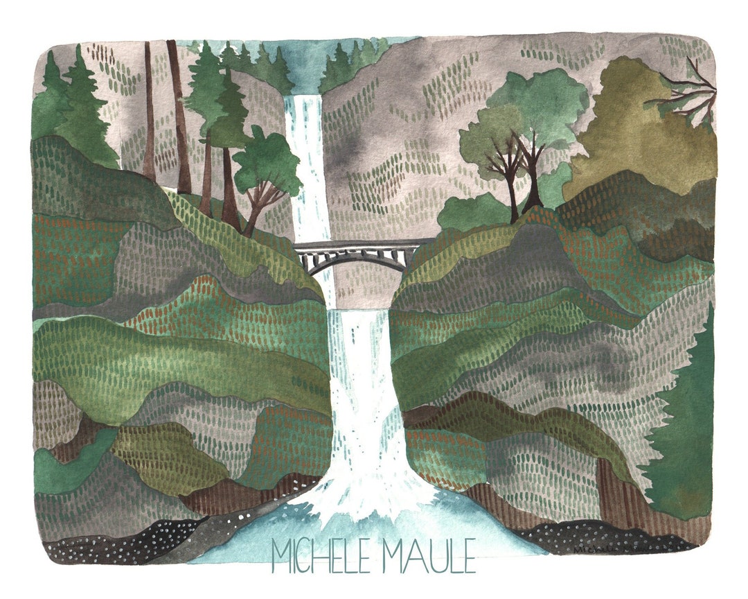 Waterfalls Art Print Multnomah Falls - Etsy