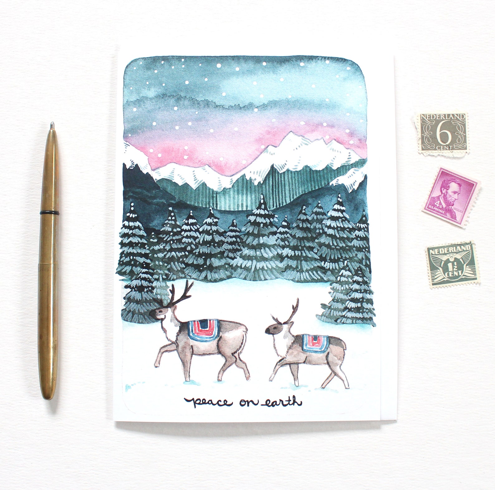 Blank Winter Scene Card - Peace on Earth - Etsy