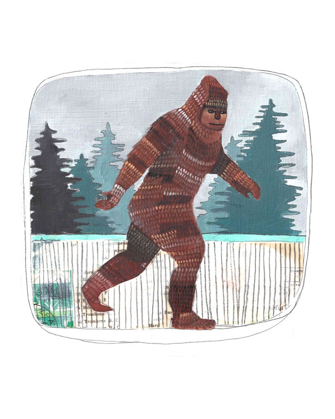 Art Print - Wall Art - Print of Painting - Sasquatch Print - Big Foot ...