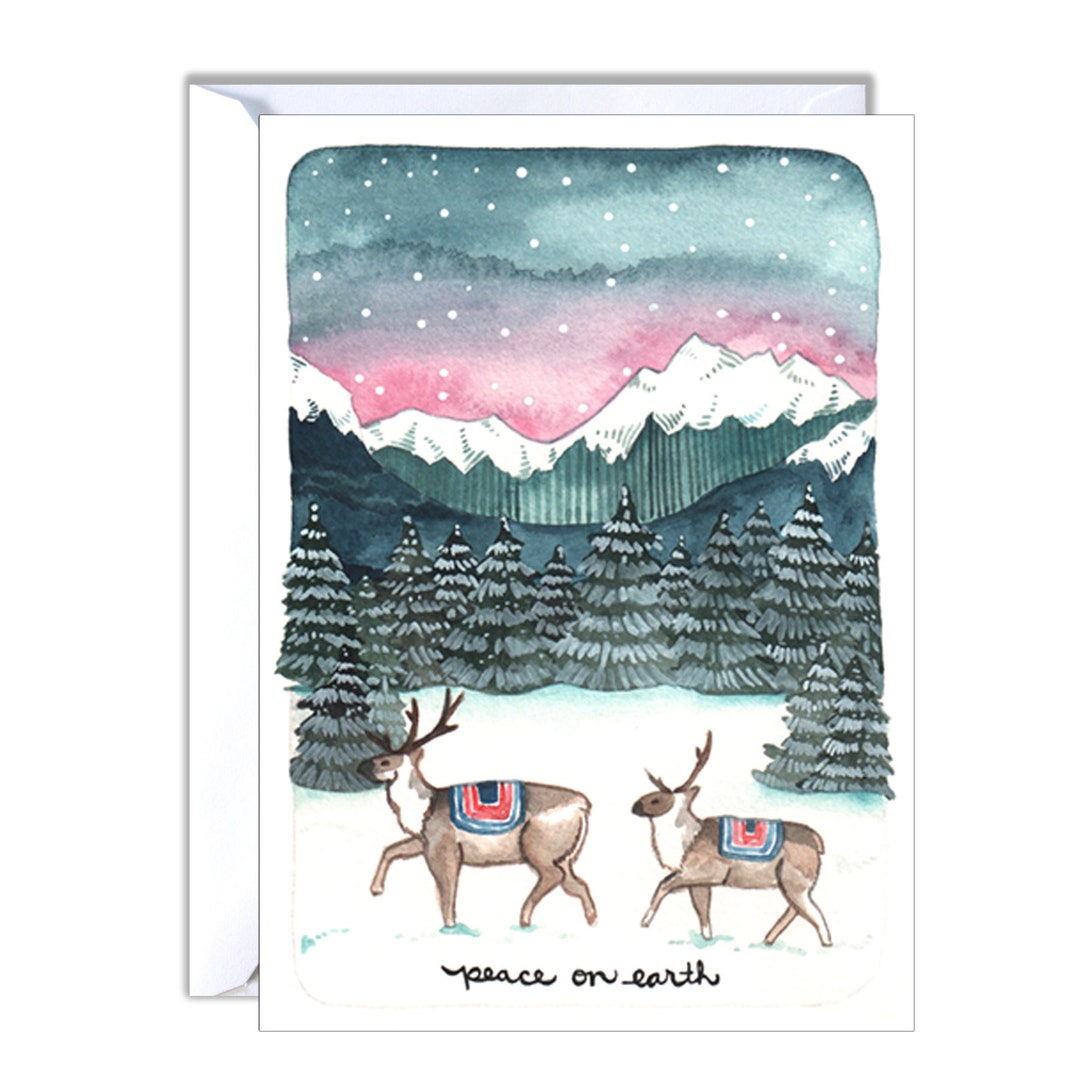 Blank Winter Scene Card - Peace on Earth - Etsy