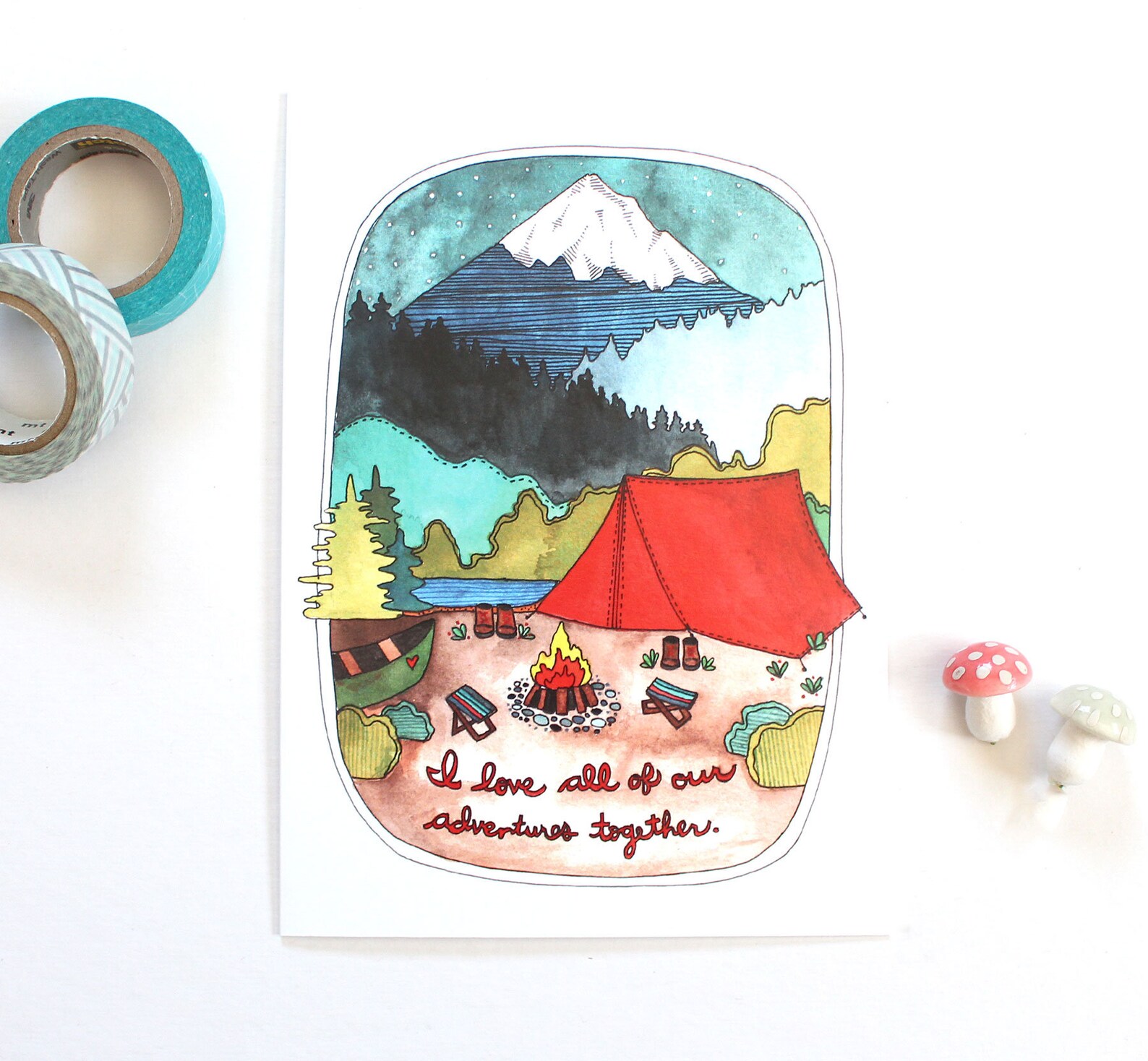 Valentine's Day Card Camping Love Greeting Card I Love - Etsy