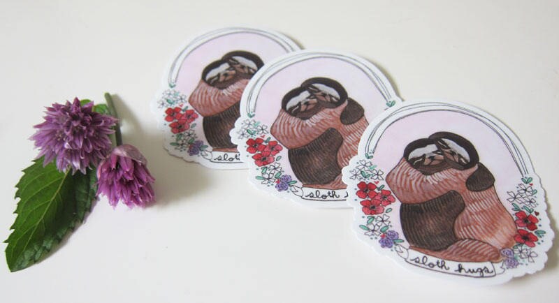 Sloth Vinyl Stickers Sloth Hugs | Etsy