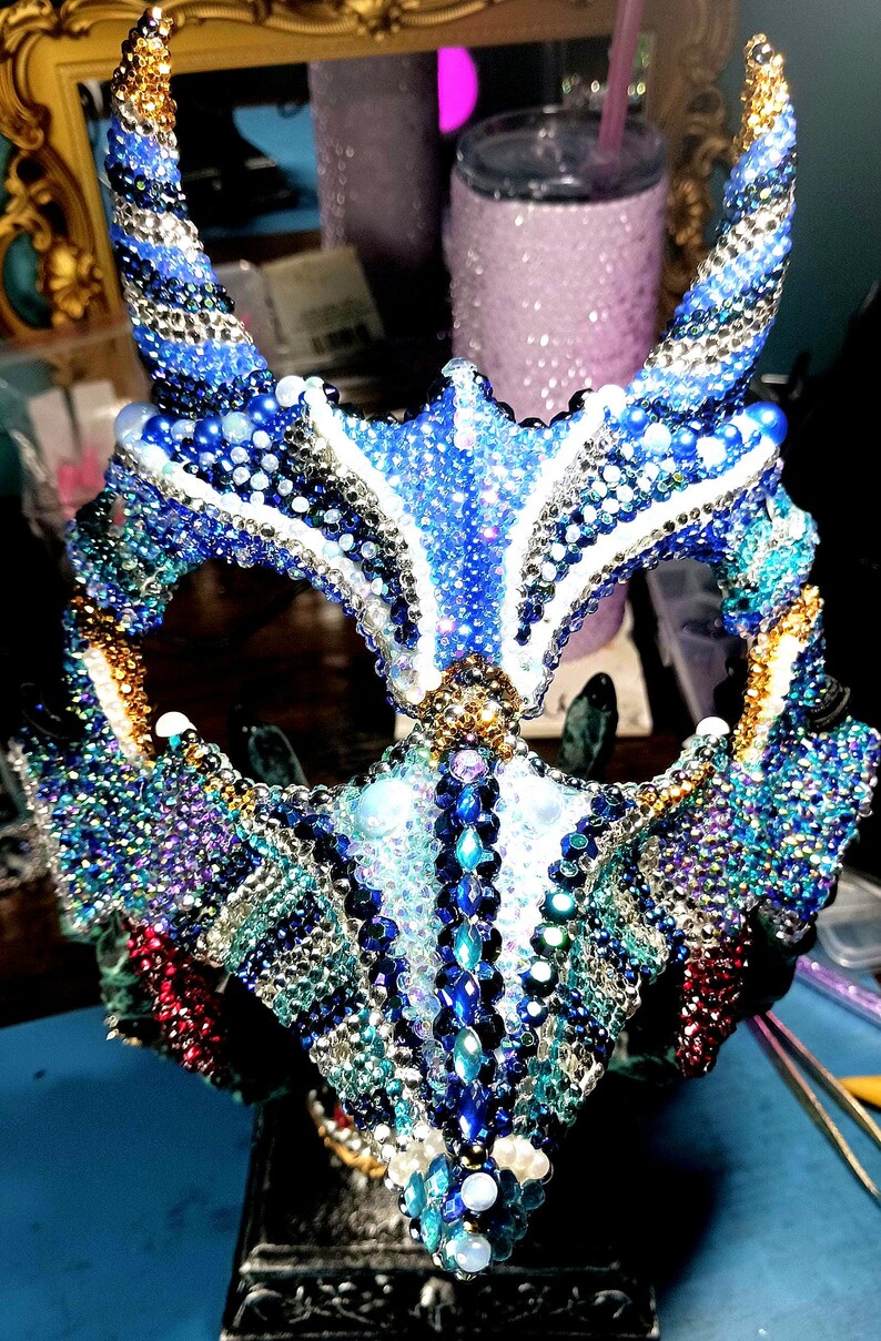 Dazzling, Custom Designed, Hand Gemmed Fantasy Mask - Etsy