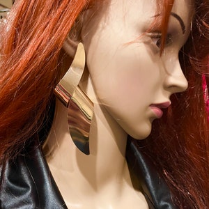 Big Gold Earrings , Long Huge Gold Statement Earrings Bold Studs Large ...
