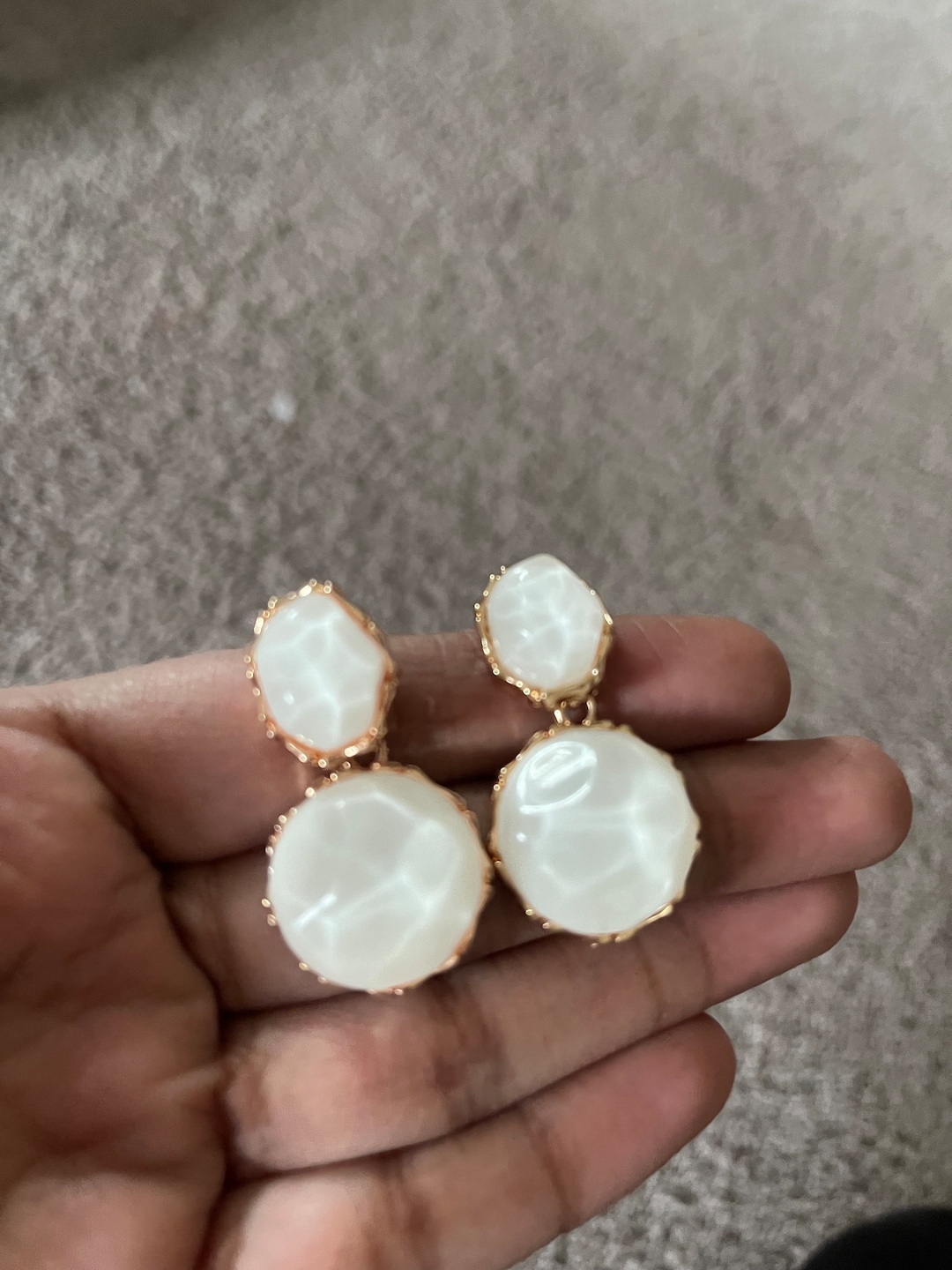 White Chunky Earrings , White Acrylic Earrings , White Teardrop ...
