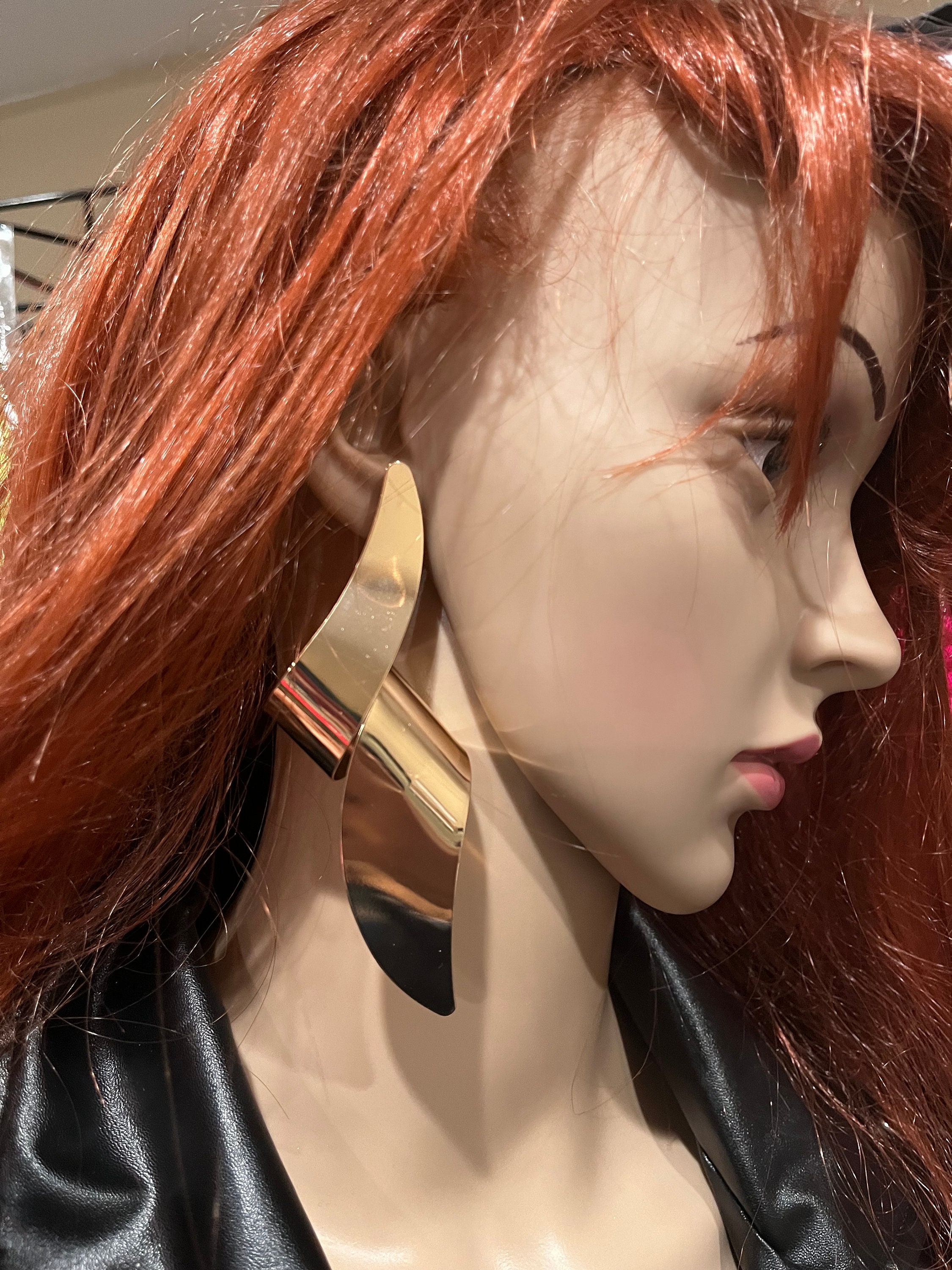 Big Gold Earrings , Long Huge Gold Statement Earrings Bold Studs Large ...