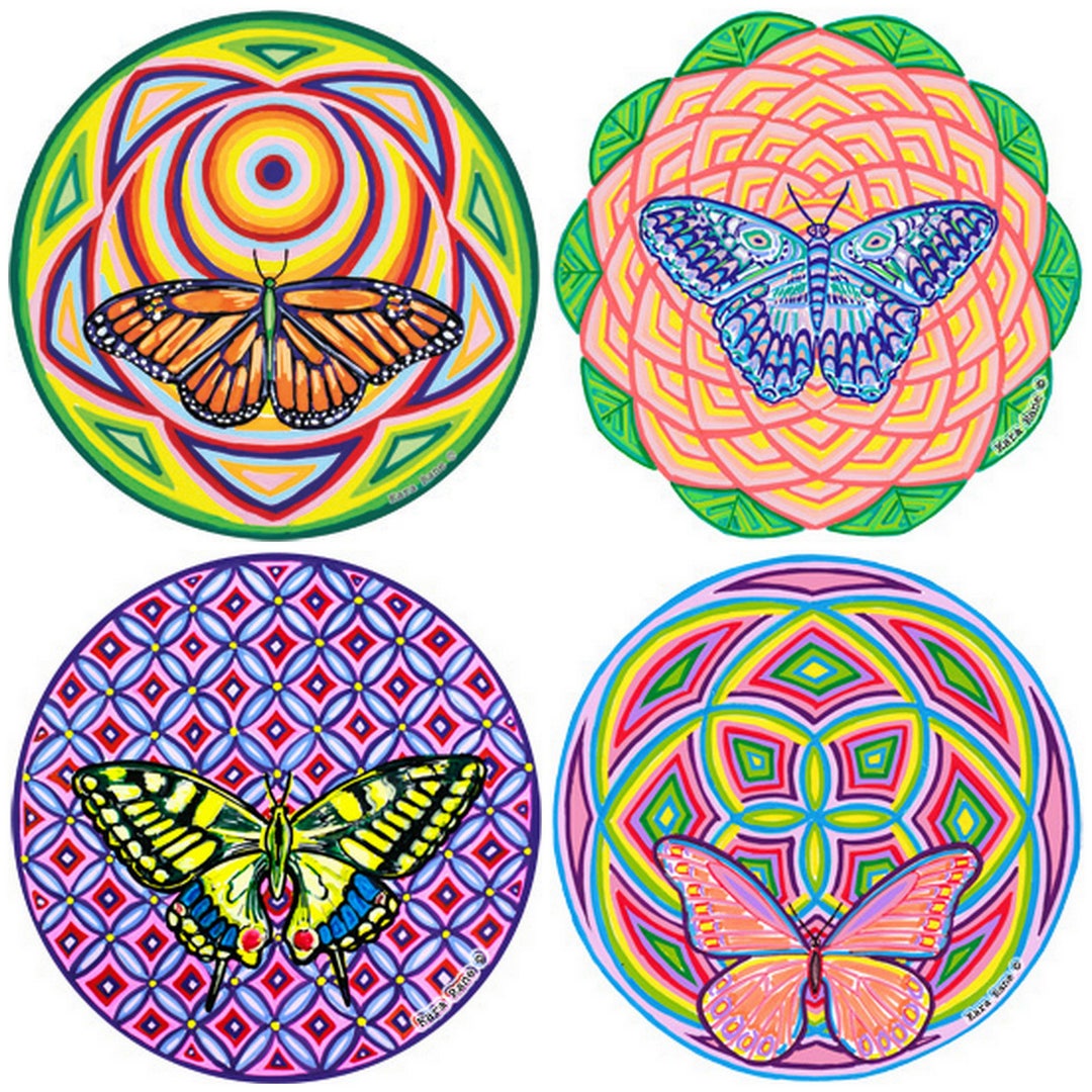 Butterfly Window Clings: Sacred Geometry, Monarch, Swallowtail (set of ...