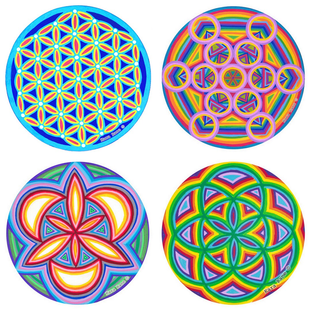Classic Sacred Geometry Cosmic Circles, Sunlight Catcher Window Clings ...