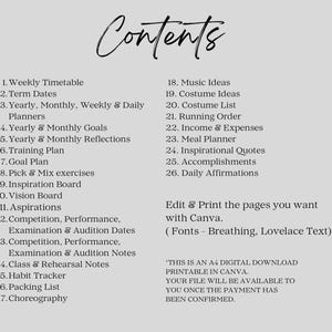 The Dancer’s Journal Printable, Minimalistic, Dance Planner - Etsy