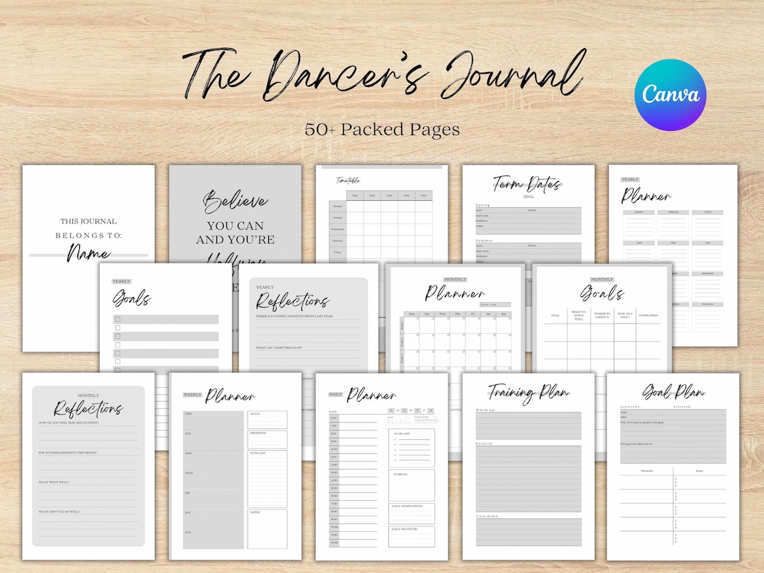 The Dancer’s Journal Printable, Minimalistic, Dance Planner - Etsy